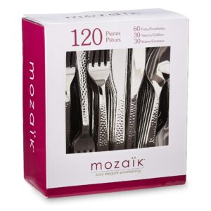 mozaik premium plastic hammered stainless steel coated assorted cutlery, 120 pieces