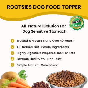 Olewo Rootsies Food Topper – Sensitive Stomach Dog Food, Fiber for Dog Stool Hardener, Dog Food Toppers for Picky Eaters, Probiotics for Dogs Digestive and Dog Gut Health, 2.2 lbs