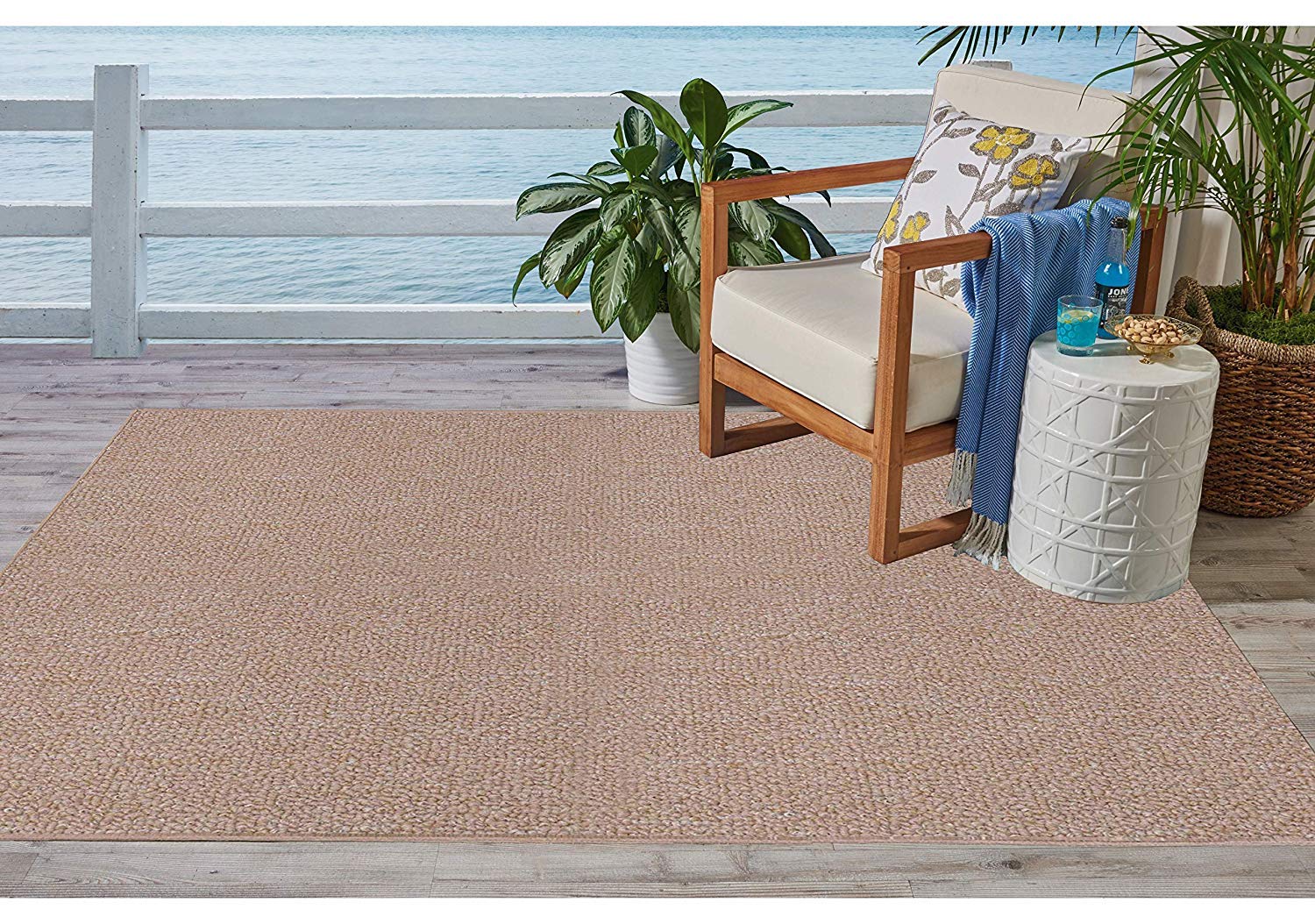 Ambiant Broadway Collection Pet Friendly Indoor Outdoor Area Rugs Black - 5' Square, Stain & Fade Resistant, Easy Care, Pet & Kids Friendly, Made in USA, Perfect for Weddings & Everyday Use!