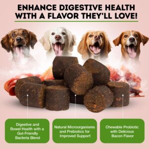 Only Natural Pet Probiotic Dog and Cat Supplement - Digestive & Gut Health Enzyme Formula, Puppy & Canine Digestive Chews, Best for Stomach Relief & Gas Aid - Soft Chews, 60 Count.