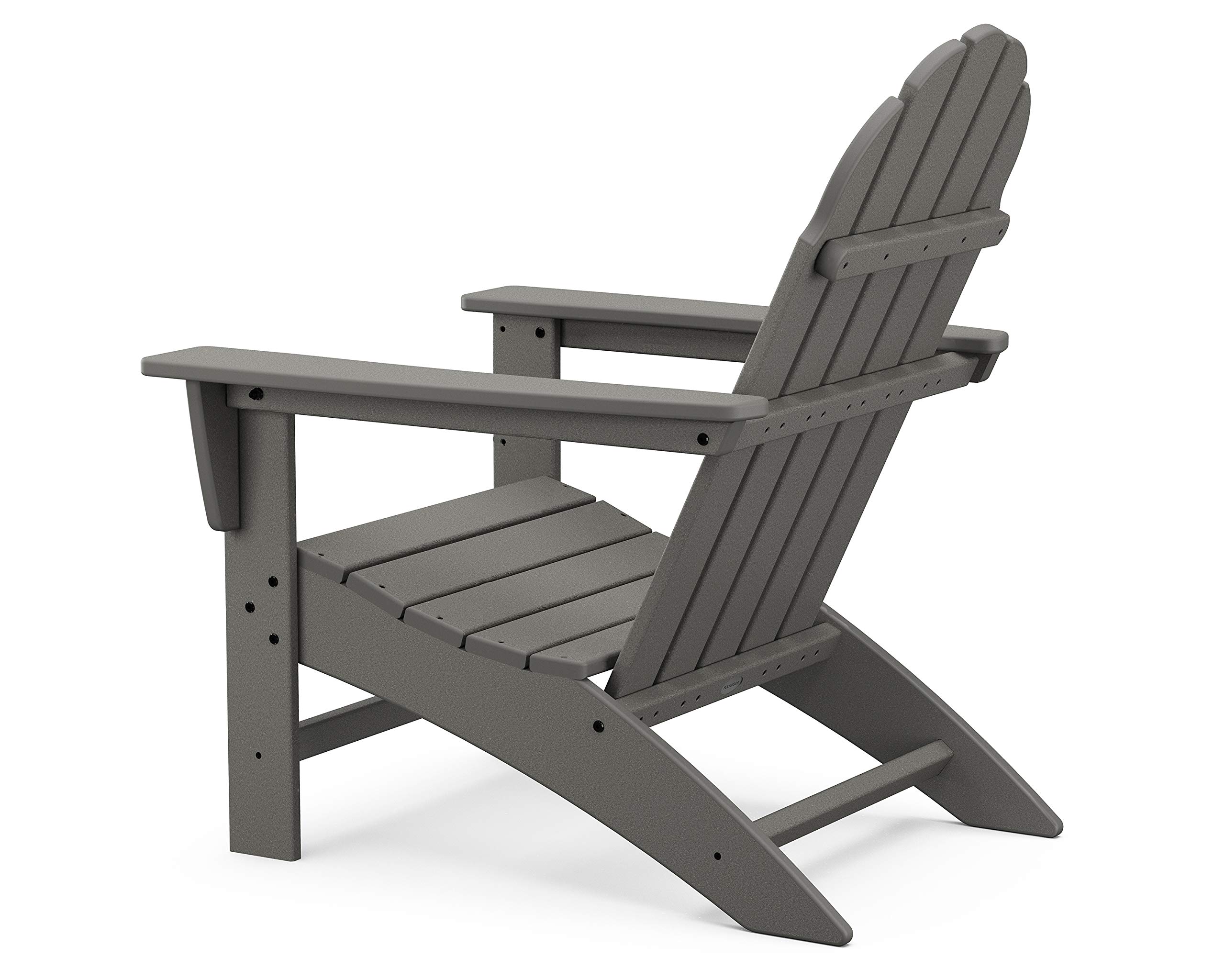 POLYWOOD Vineyard 3-Piece Adirondack Chair Set with Side Table, Slate Grey