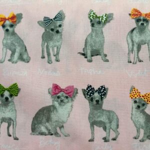 Chihuahua Dog 100% Cotton Poplin Fabric Print - Animal Dogs Material - 59'' Wide - Pink (Sold by The Yard)