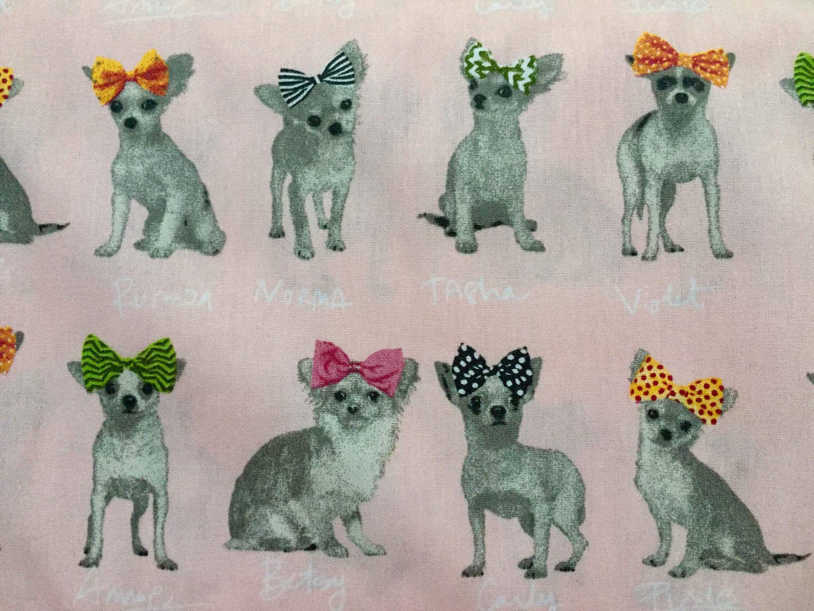 Chihuahua Dog 100% Cotton Poplin Fabric Print - Animal Dogs Material - 59'' Wide - Pink (Sold by The Yard)