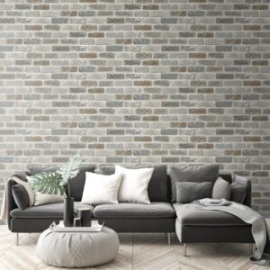 NextWall Washed Faux Brick Peel and Stick Wallpaper