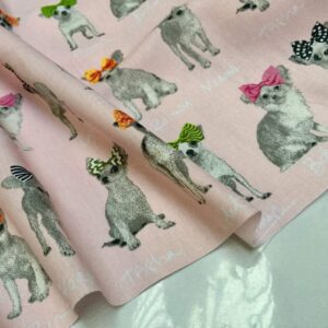 Chihuahua Dog 100% Cotton Poplin Fabric Print - Animal Dogs Material - 59'' Wide - Pink (Sold by The Yard)