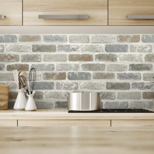 NextWall Washed Faux Brick Peel and Stick Wallpaper