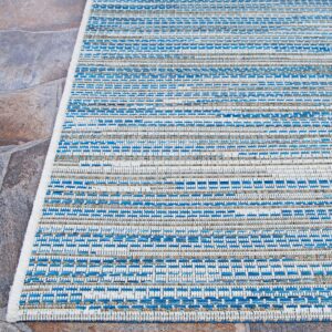 Couristan Monte Carlo Coastal Breeze Ocean-Champagne Indoor/Outdoor Area Rug, 2' x 3'7"