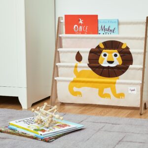 3 Sprouts Kids Book Rack - Space-Saving Bookshelf for Children's Room - Toddler Bookcase Organizer, Book Shelf Ages 3+, Lion