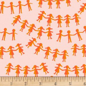 windham fabrics 0546950 heather ross kinder paper dolls pink orange fabric by the yard