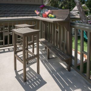 Christopher Knight Home Caribbean Outdoor Acacia Wood Balcony Bar Set, 3-Pcs Set, Grey Finish