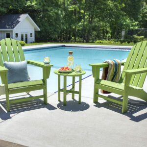 POLYWOOD Vineyard 3-Piece Adirondack Chair Set with Side Table, Green