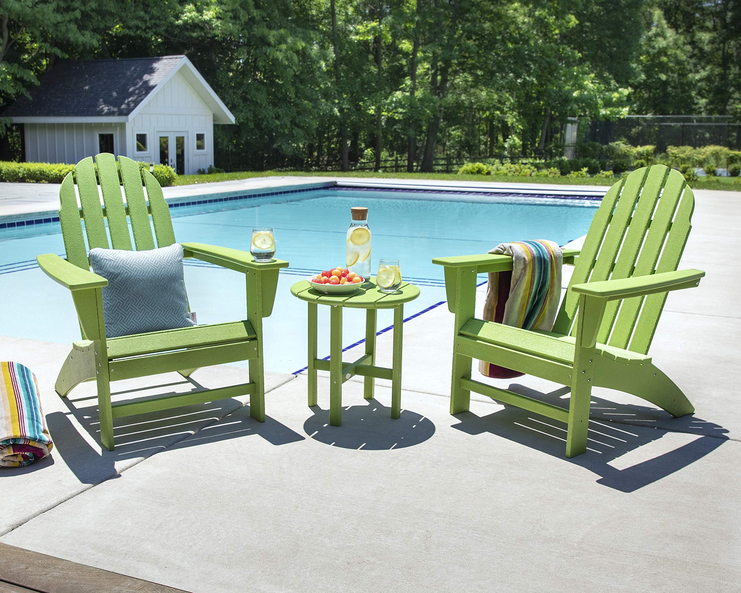 POLYWOOD Vineyard 3-Piece Adirondack Chair Set with Side Table, Green