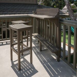 Christopher Knight Home Caribbean Outdoor Acacia Wood Balcony Bar Set, 3-Pcs Set, Grey Finish