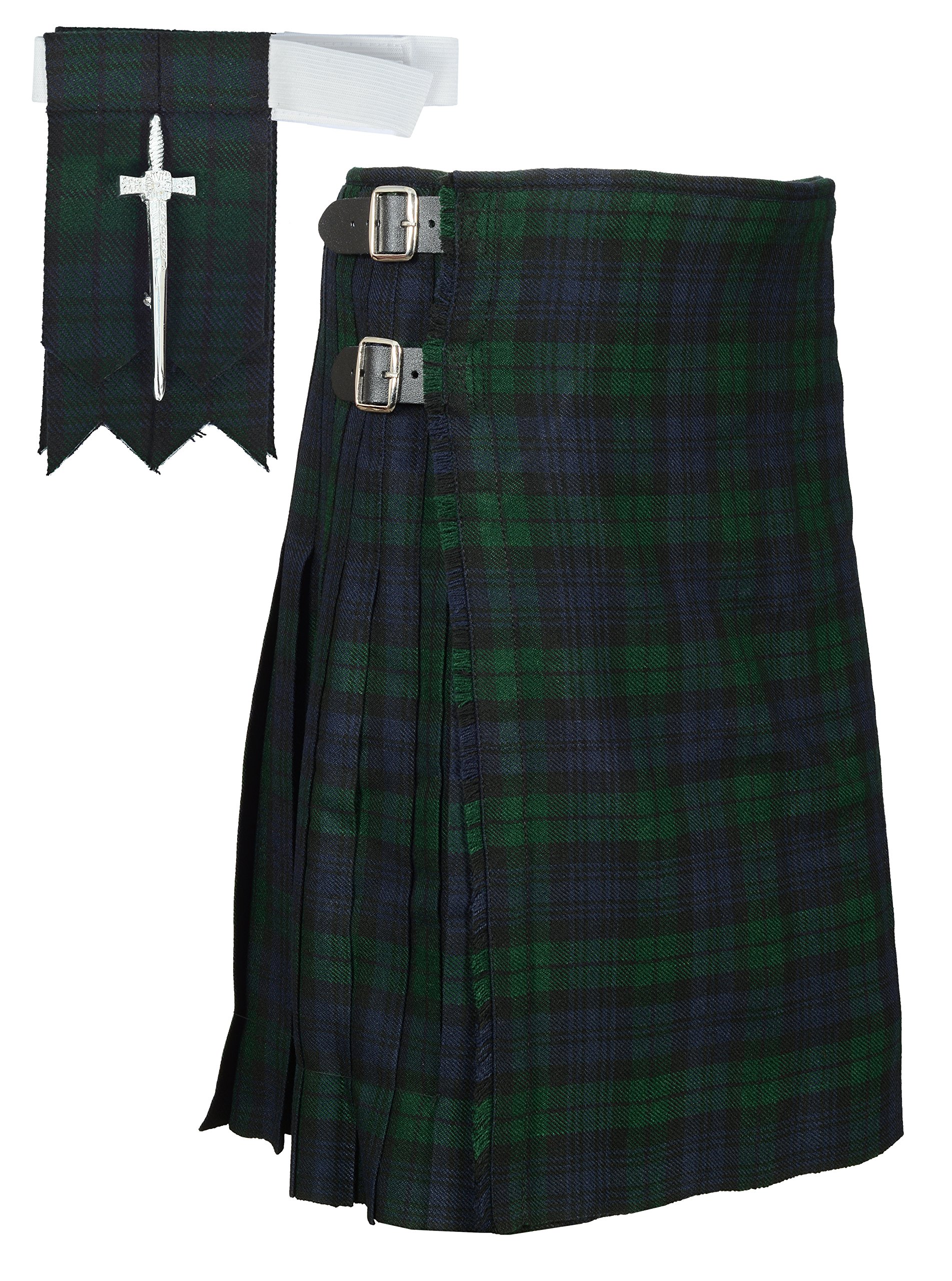 Traditional Scottish Black Watch 8 Yard Tartan Kilt 40