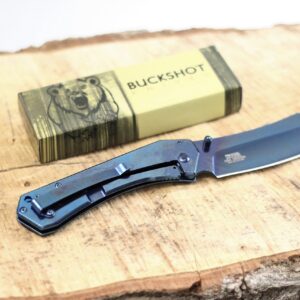 Wartech Buckshot Knives PBK222 Thumb Open Spring Assisted Tanto Cleaver Pocket Knives (PBK222BL)