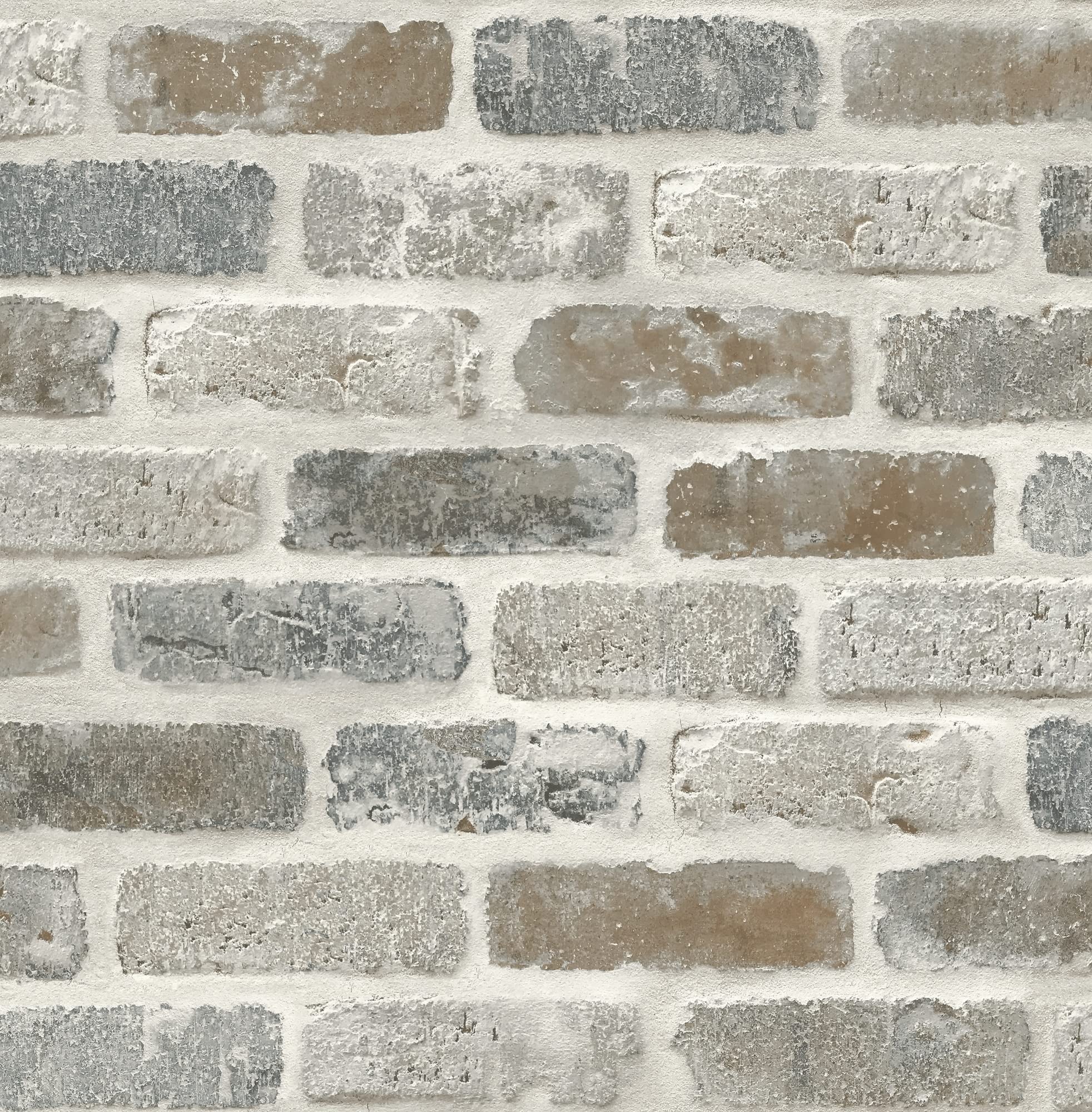 NextWall Washed Faux Brick Peel and Stick Wallpaper