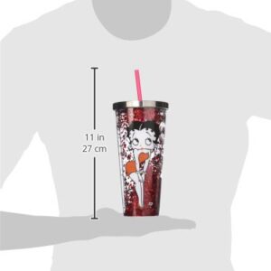 Spoontiques - Glitter Filled Acrylic Tumbler - Glitter Cup with Straw - 20 oz - Stainless Steel Locking Lid with Straw - Double Wall Insulated - BPA Free - Betty Boop