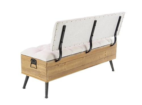 Deco 79 Wood Room Storage Bench Entryway Bench with Cream Tufted Seat and Back, Bench 48" x 20" x 30", White