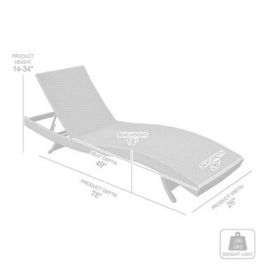 Armen Living Cabana Adjustable Wicker Chaise Lounge Chair