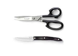 cutco knives with micro fiber polishing cloth. 2-pc. super shears (77) & 4" gourmet paring knife (4720) combo