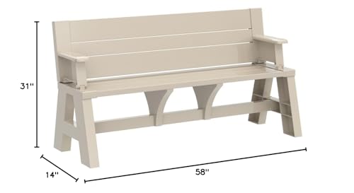 Premiere Products 5RCATA Tan Convert A Bench, Approximate Size: Table 27" H x 14" D 31" H x 58" L Seat 17" H x 14" D Weighs 38 lbs