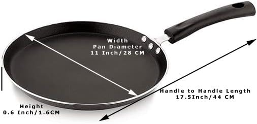 Sahishnu Online And Marketing Nonstick Dosa Pan, Black, Aluminium, 285mm x 11mm x 0.5in