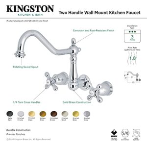 Kingston Brass KS1280AX Heritage Kitchen Faucet, 9-3/16" in Spout Reach, Matte Black