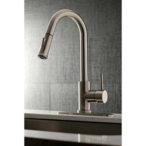 Kingston Brass LS8628DL Concord Pull-Down Sprayer Kitchen Faucet, 8-5/16" in Spout Reach, Brushed Nickel