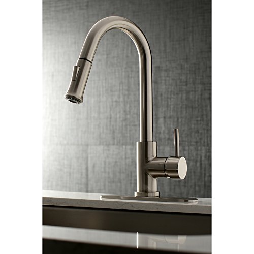 Kingston Brass LS8628DL Concord Pull-Down Sprayer Kitchen Faucet, 8-5/16" in Spout Reach, Brushed Nickel