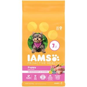 iams proactive health smart puppy small breed dry dog food with real chicken, 7 lb. bag