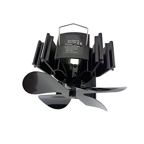 VDSA Stove Fan 4-Blade Upgrade Heat Powered Fireplace Fan for Fireplace Wood Burning Fan- Eco Friendly and Efficient Fan (Black)