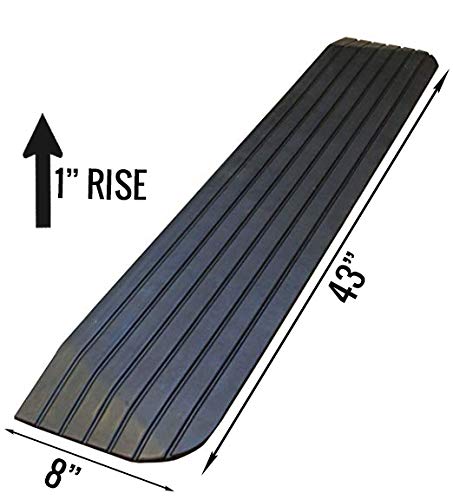 RK Safety RK-RTR01 1" Rise Solid Rubber Power Wheelchair Scooter Threshold Ramp (1 Pc)