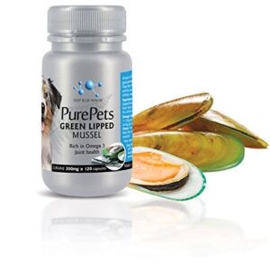 PurePets New Zealand Green Lipped Mussel Capsules for Dogs and Cats - 200mg x 120 Capsules - for Hip & Joint Support - 100% Natural Arthritis Pain Relief - Mobility Supplement Inflammation Management