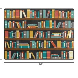 ALAZA Vintage Library Bookshelf Bookworm Area Rug Rugs for Living Room Bedroom 7' x 5'