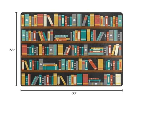 ALAZA Vintage Library Bookshelf Bookworm Area Rug Rugs for Living Room Bedroom 7' x 5'