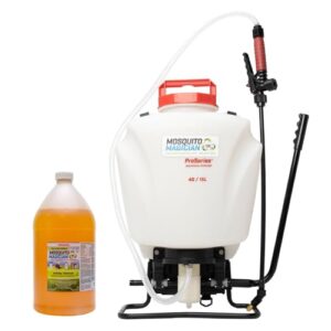 mosquito magician 1 gallon liquid concentrate with a 15l pump up backpack sprayer - user-friendly - ideal for yards, lawns, patios - kills mosquitoes, fleas, fire ants - with 6 natural essential oils