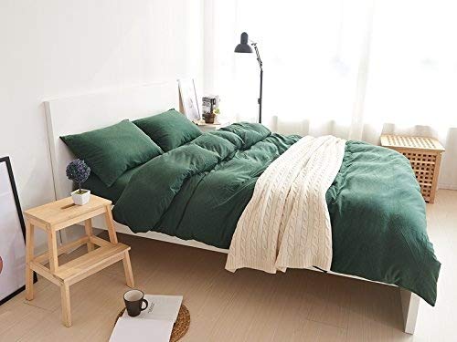 Jersey Knit Cotton Duvet Cover Set Bedding Set Soft Knit Comforter Cover Queen Size 3 Pieces Bedding Set 1 Duvet Cover 2 Pillowcases Queen Duvet Cover Set