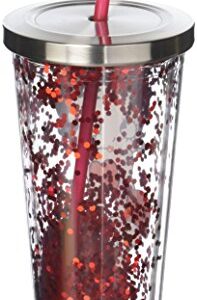 Spoontiques - Glitter Filled Acrylic Tumbler - Glitter Cup with Straw - 20 oz - Stainless Steel Locking Lid with Straw - Double Wall Insulated - BPA Free - Betty Boop