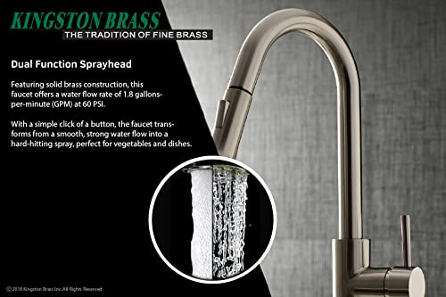 Kingston Brass LS8628DL Concord Pull-Down Sprayer Kitchen Faucet, 8-5/16" in Spout Reach, Brushed Nickel