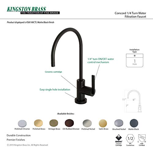 Kingston Brass KS8193CTL 1/4 Turn Water Filtration Faucet, Antique Brass,5-7/8" in Spout Reach