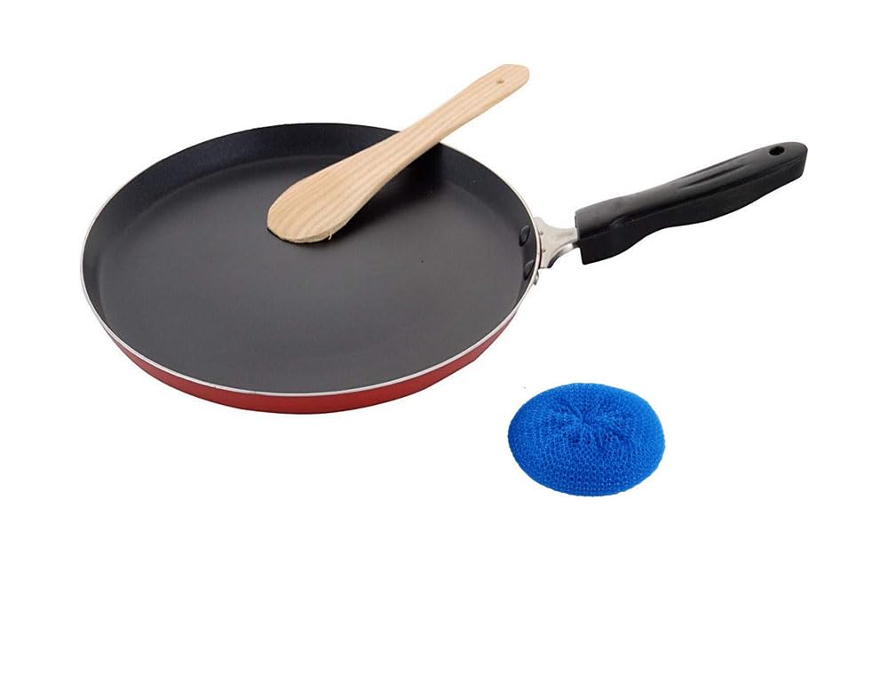 Sahishnu Online And Marketing Nonstick Dosa Pan, Black, Aluminium, 285mm x 11mm x 0.5in