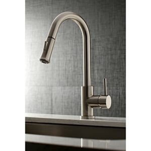 Kingston Brass LS8628DL Concord Pull-Down Sprayer Kitchen Faucet, 8-5/16" in Spout Reach, Brushed Nickel