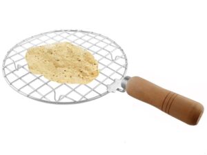 satre online and marketing stainless steel wire roaster,wooden handle round with roasting net,roasting net,round roasting net,papad jali,roti jali,roaster