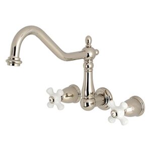 kingston brass ks1286px heritage kitchen faucet, 9-3/16" in spout reach, polished nickel