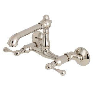 kingston brass ks7226bl english country kitchen faucet, 6-5/8" in spout reach, polished nickel