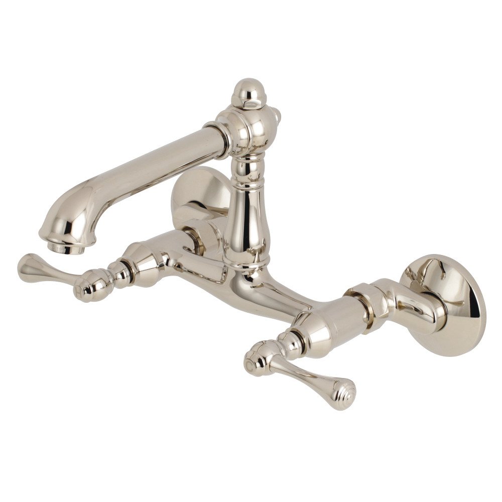 Kingston Brass KS7226BL English Country Kitchen Faucet, 6-5/8" in Spout Reach, Polished Nickel