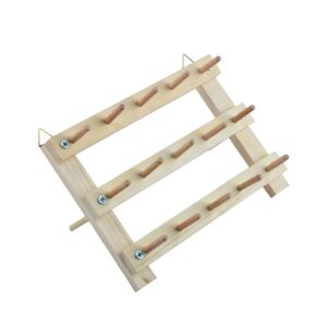 nw 15-spools wooden thread holder sewing and embroidery thread rack and organizer thread rack for sewing with hanging hooks