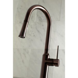 Kingston Brass LS2725NYL New York Pull-Down Sprayer Kitchen Faucet, 8" in Spout Reach, Oil Rubbed Bronze