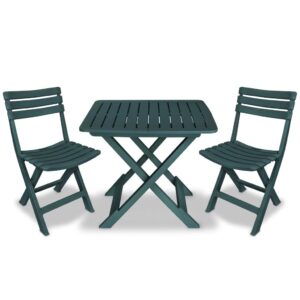 vidaxl 3-piece weather-resistant plastic bistro set in vibrant green - folding outdoor patio furniture for compact spaces