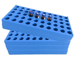 (5 packs) vial rack, single blue holds 50 standard 12 mm 2 ml vials, stackable tube rack centrifuge tubes rack